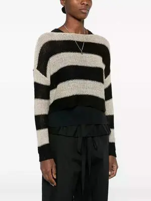 Enza Costa Striped Open-knit Bateau-neck Sweater