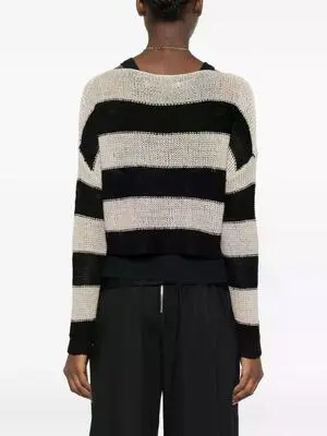 Enza Costa Striped Open-knit Bateau-neck Sweater
