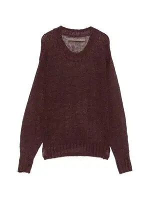 Enza Costa Linen Open-knit Sweater - Red