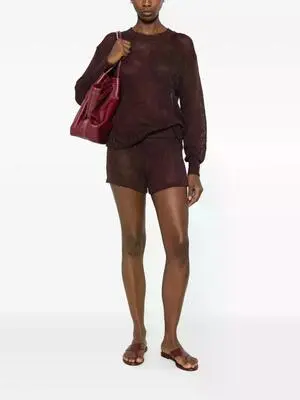 Enza Costa Linen Open-knit Sweater