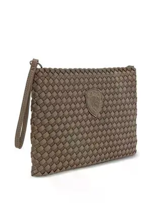BLAUER. Woven Logo-patch Clutch Bag - Brown