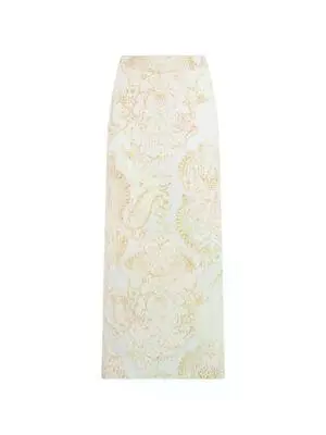 Roberto Cavalli Devoré Barocco Skirt - Neutrals