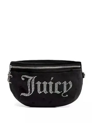 Juicy Couture Rhinestone Logo Velvet Belt Bag - Black