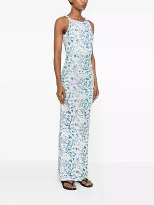 Erdem Gathered Floral Maxi Dress