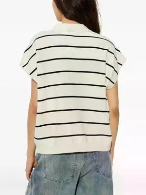 GESTUZ Striped Short-sleeve Polo Top