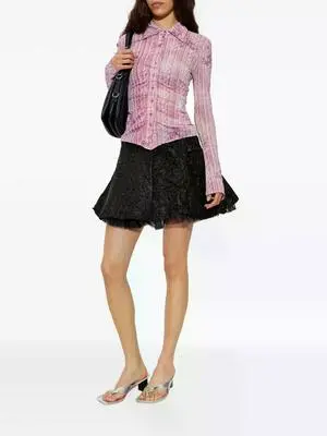 AVAVAV Crinkled Tulle Trim Mini Skirt