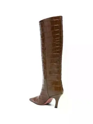 Amina Muaddi Mona Crocodile-effect Pointed-toe Boots