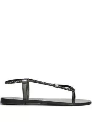 NICOLAS LAINAS Crystal Embellished Thong Sandals - Black