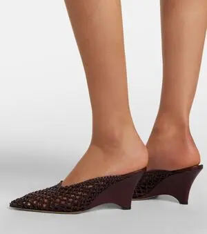 Le Monde Beryl Victoria Leather Wedge Mules