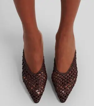 Le Monde Beryl Victoria Leather Wedge Mules - Burgundy
