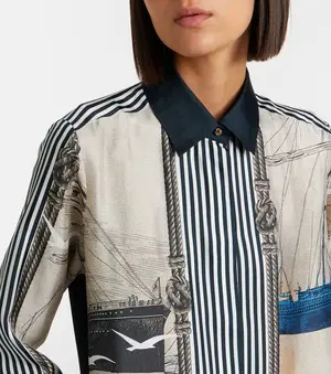 Max Mara Printed Silk Twill Shirt Dress