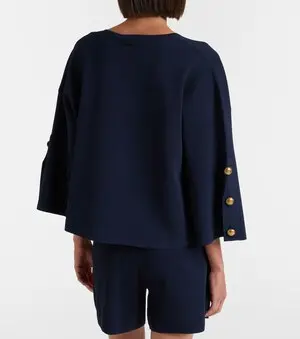 Max Mara Embellished Crepe Top - Blue