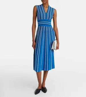 Max Mara Striped Knitted Midi Dress - Blue