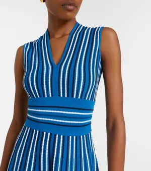 Max Mara Striped Knitted Midi Dress - Blue