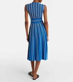 Max Mara Striped Knitted Midi Dress - Blue