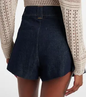 FRAME Pleated Denim Shorts