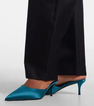 Alaïa Le Coeur Satin Mules - Blue