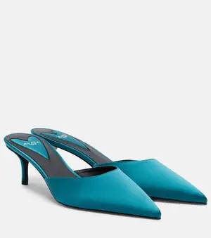Alaïa Le Coeur Satin Mules - Blue
