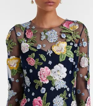 Carolina Herrera Embroidered Cocktail Dress