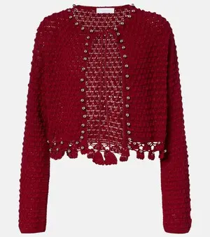 Rabanne Studded Crochet Cotton Cardigan