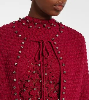 Rabanne Studded Crochet Cotton Cardigan