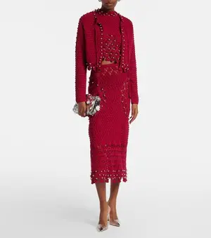 Rabanne Studded Crochet Cotton Cardigan