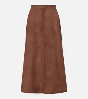 Max Mara Suede Midi Skirt - Brown