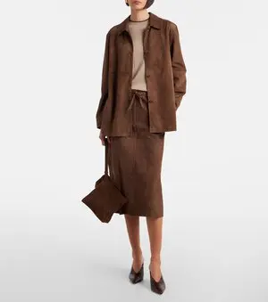Max Mara Suede Midi Skirt - Brown