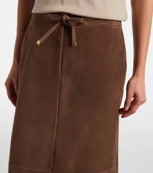 Max Mara Suede Midi Skirt - Brown
