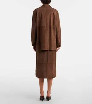 Max Mara Suede Midi Skirt - Brown