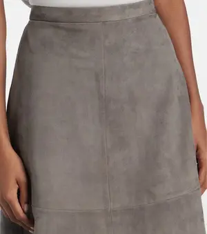 Max Mara Suede Midi Skirt - Grey