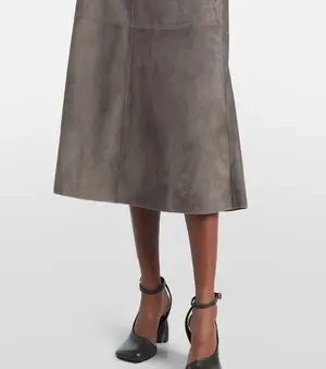 Max Mara Suede Midi Skirt - Grey