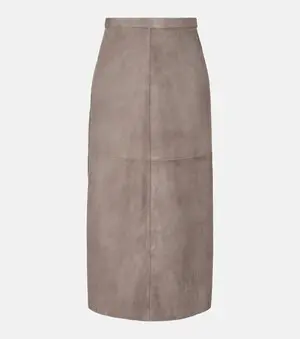 Max Mara Suede Midi Skirt - Grey