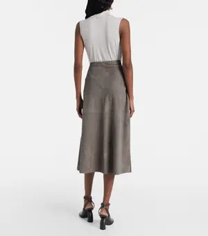 Max Mara Suede Midi Skirt - Grey