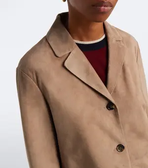 Max Mara Suede Leather Jacket - Beige