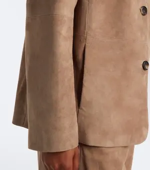 Max Mara Suede Leather Jacket - Beige