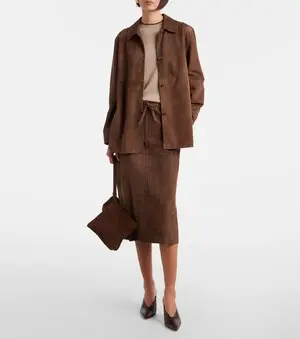 Max Mara Suede Leather Jacket - Brown