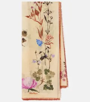 Max Mara Printed Wool And Silk Scarf - Beige