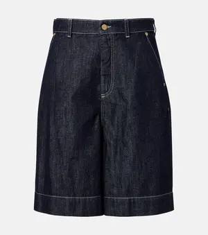 Max Mara Quadro Denim Bermuda Shorts - Blue
