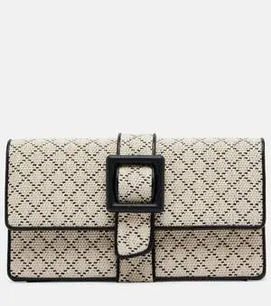 Manolo Blahnik Maycap Raffia-effect Clutch - Beige