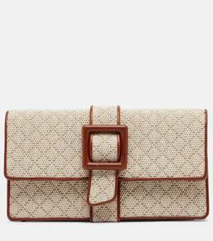 Manolo Blahnik Maycap Raffia-effect Clutch - Beige