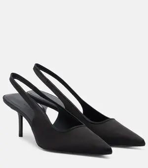 Max Mara Satin Slingback Pumps - Black