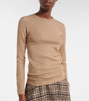 Brunello Cucinelli Monili Wool-blend Crewneck Sweater - Beige