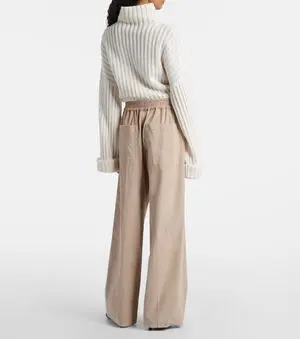 Brunello Cucinelli Cotton Corduroy Wide-leg Pants - Beige