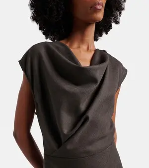 Brunello Cucinelli Draped Wool-blend Midi Dress