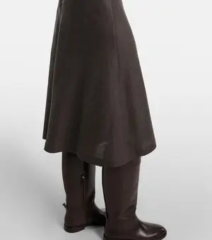 Brunello Cucinelli Draped Wool-blend Midi Dress