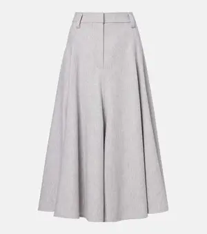 Brunello Cucinelli Virgin Wool Midi Skirt - Grey