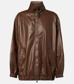 Brunello Cucinelli Monili Leather Jacket - Brown