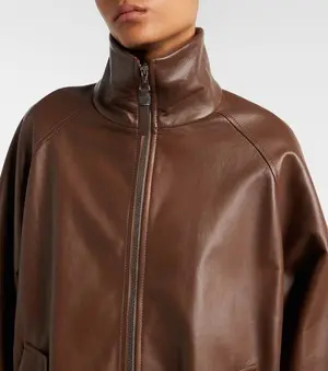 Brunello Cucinelli Monili Leather Jacket - Brown