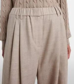 Brunello Cucinelli Monili Virgin Wool Wide-leg Pants